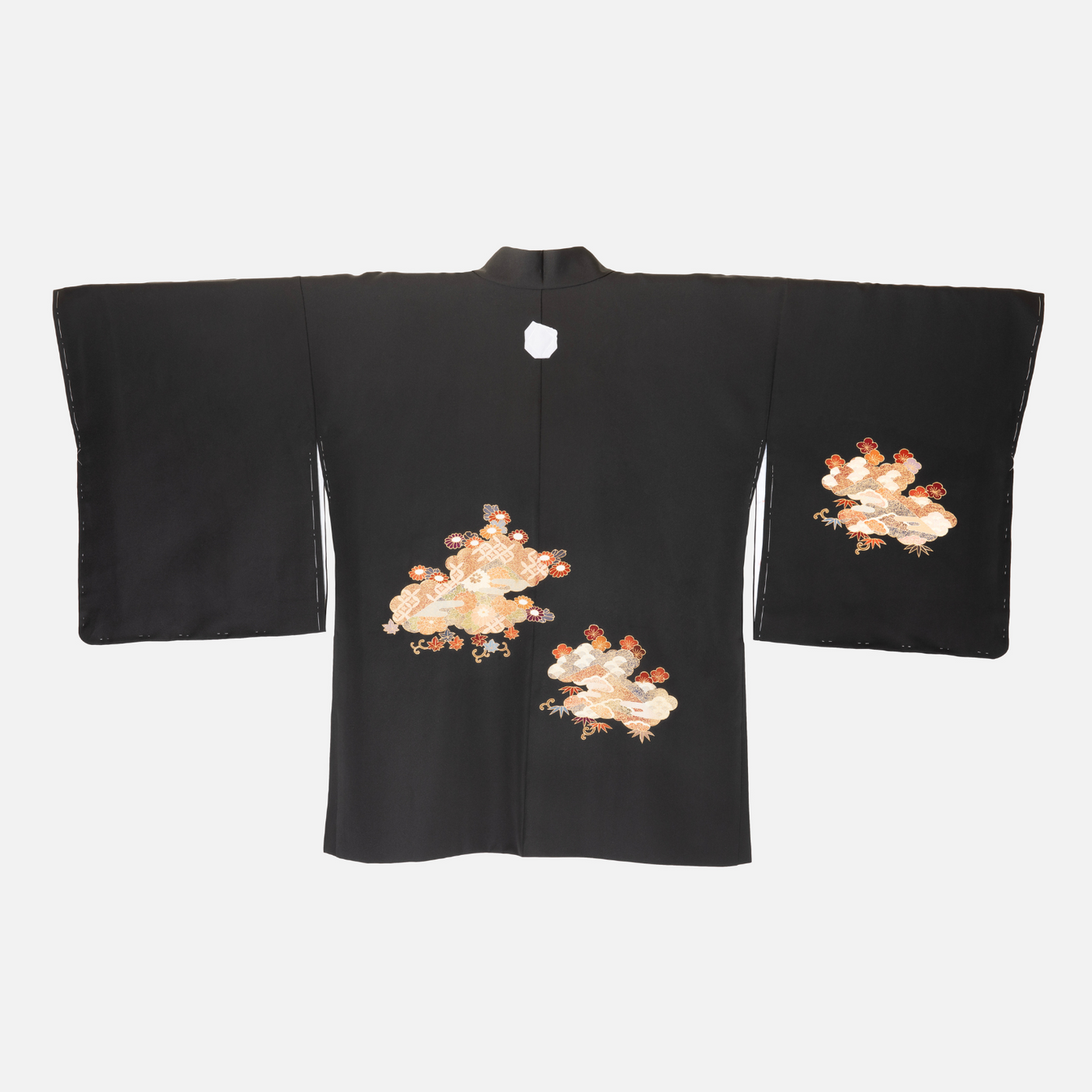 Vintage Black Haori (Kimono Jacket) with Orange clouds – Keiko Uchida